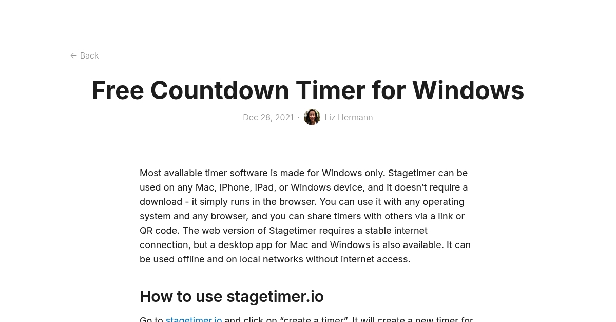 Free Countdown Timer for Windows | stagetimer.io