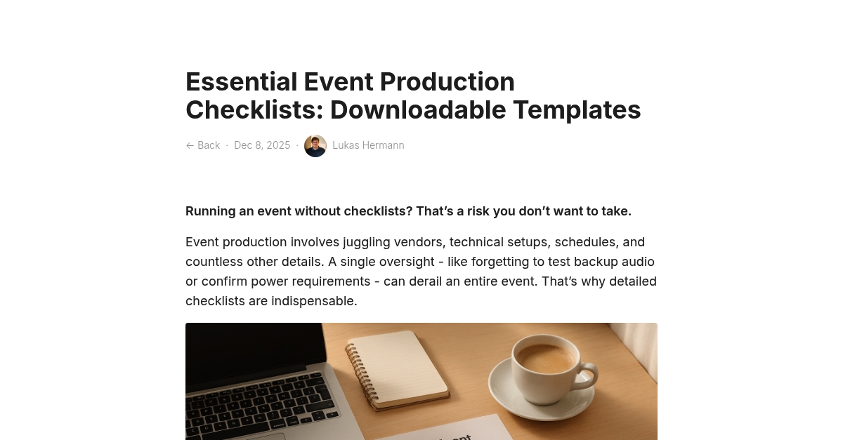 Essential Event Production Checklists: Downloadable Templates