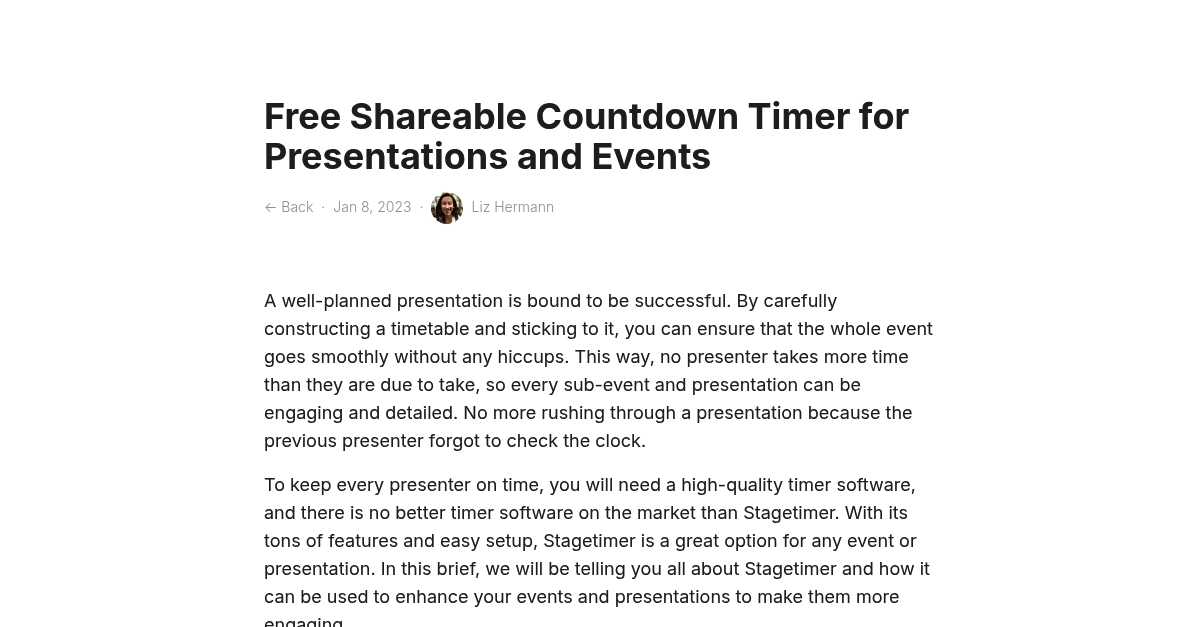 Free Shareable Countdown Timer for Presentations and Events