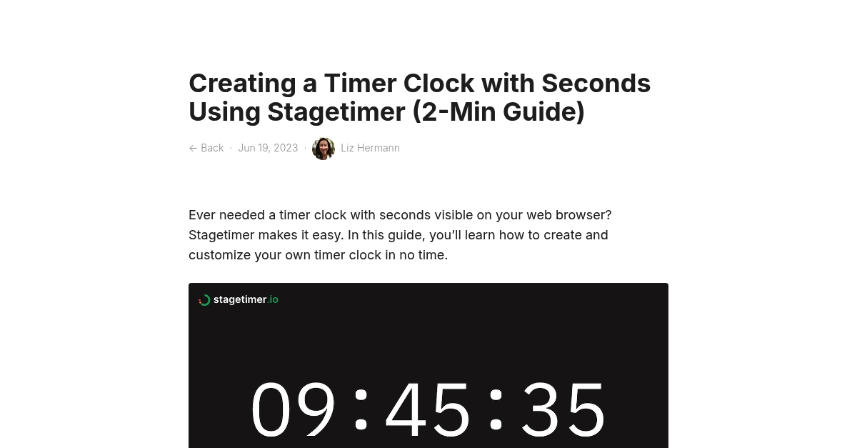 Creating A Timer Clock With Seconds Using Stagetimer 2 Min Guide