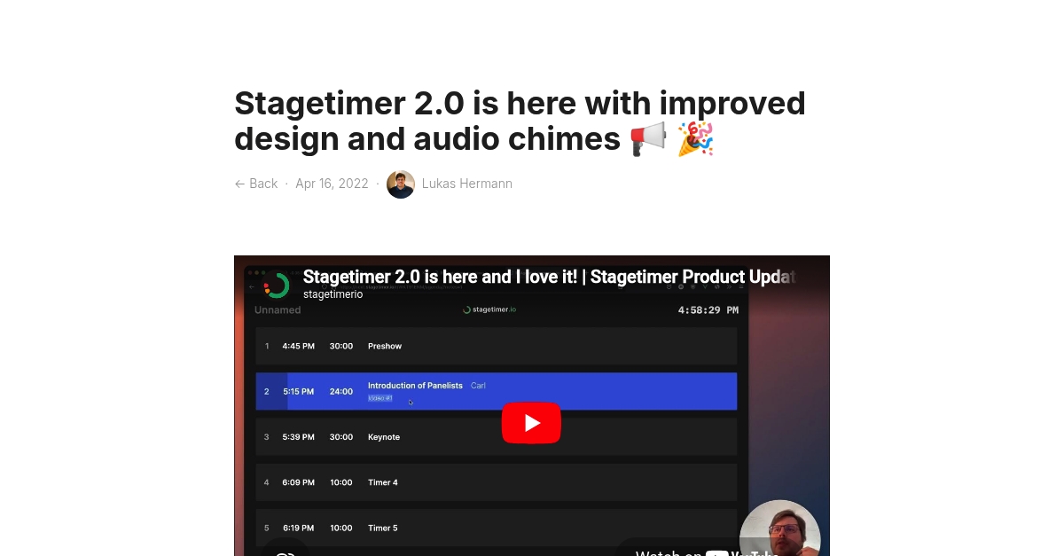 Stagetimer 2 0 Is Here With Improved Design And Audio Chimes ёяув ёяой