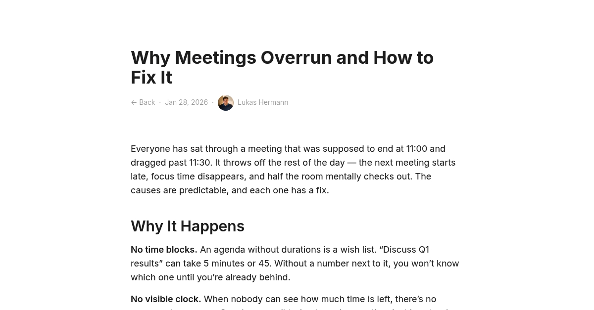 Why Meetings Overrun and How to Fix It | stagetimer.io