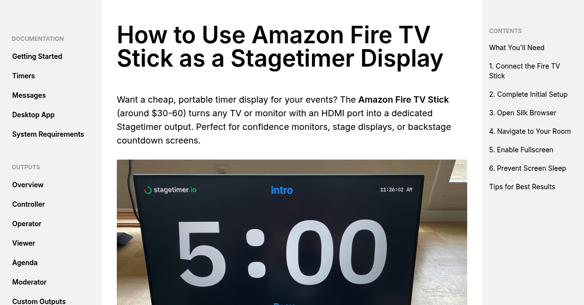 How to Use Amazon Fire TV Stick as a Stagetimer Display