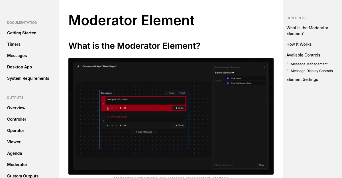 Moderator Element | stagetimer.io