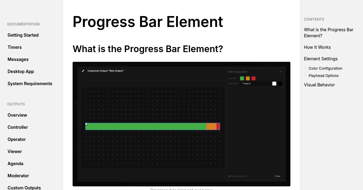 Progress Bar Element | stagetimer.io