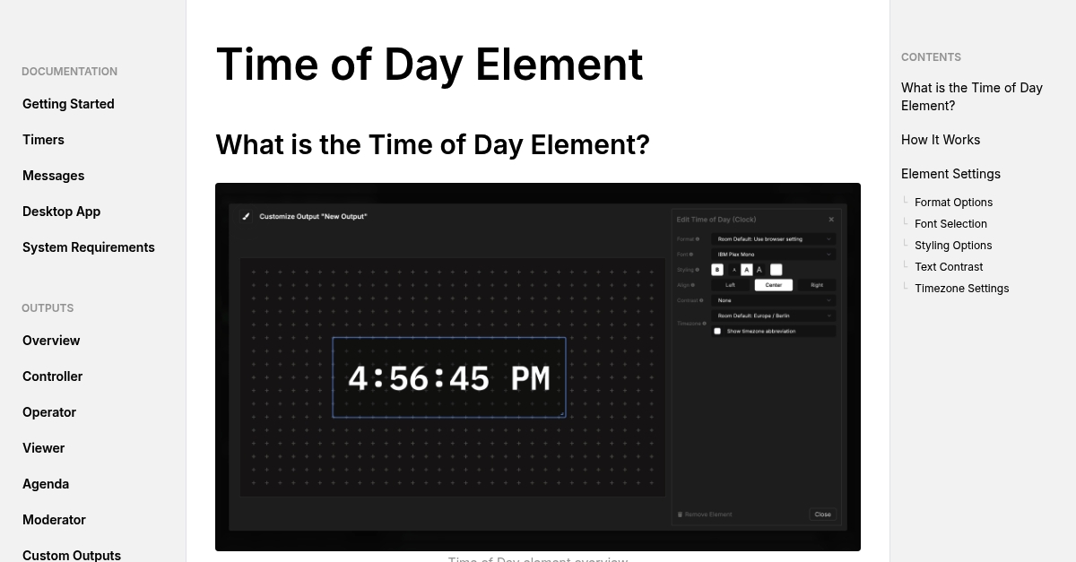 Time of Day Element | stagetimer.io