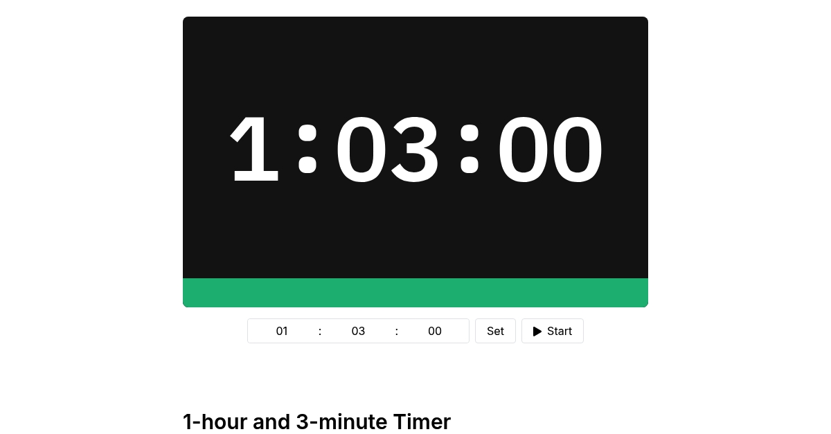 1-hour and 3-minute Timer | stagetimer.io