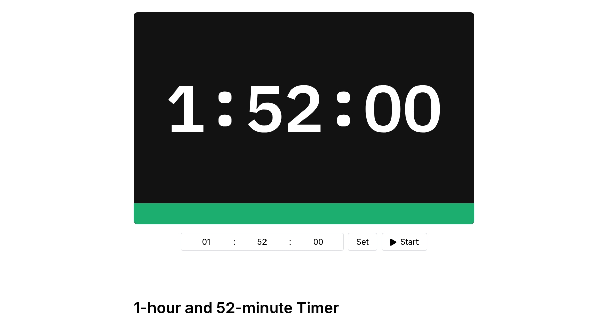 1-hour and 52-minute Timer | stagetimer.io