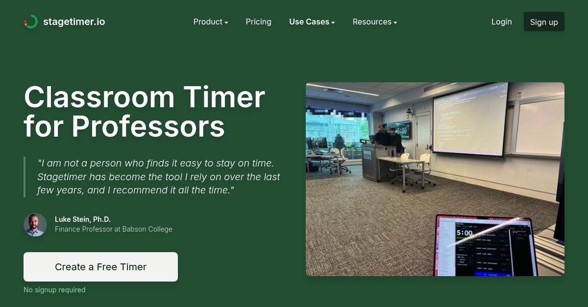 Classroom Timer for Professors | stagetimer.io